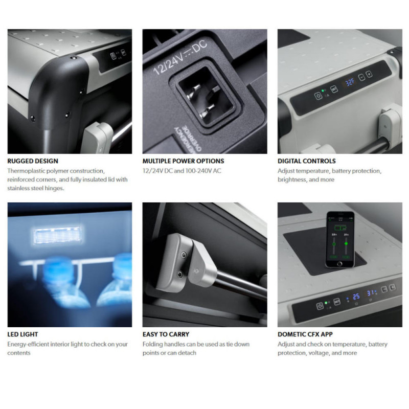 Geladeira Automotiva DOMETIC CFX75DZW 70L - Quadrivolt: 12V e 24V / 100 ...